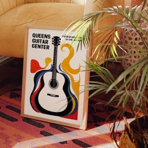 Queens Guitar Center Poster - Acoustic Guitar Art Print - Abstract ...