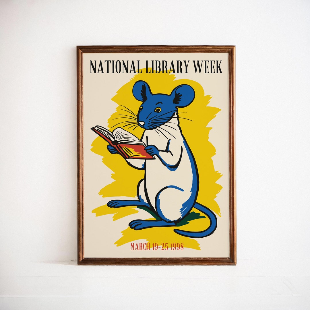 1998 National Library Week Poster: Mouse Reading Art Print - Etsy