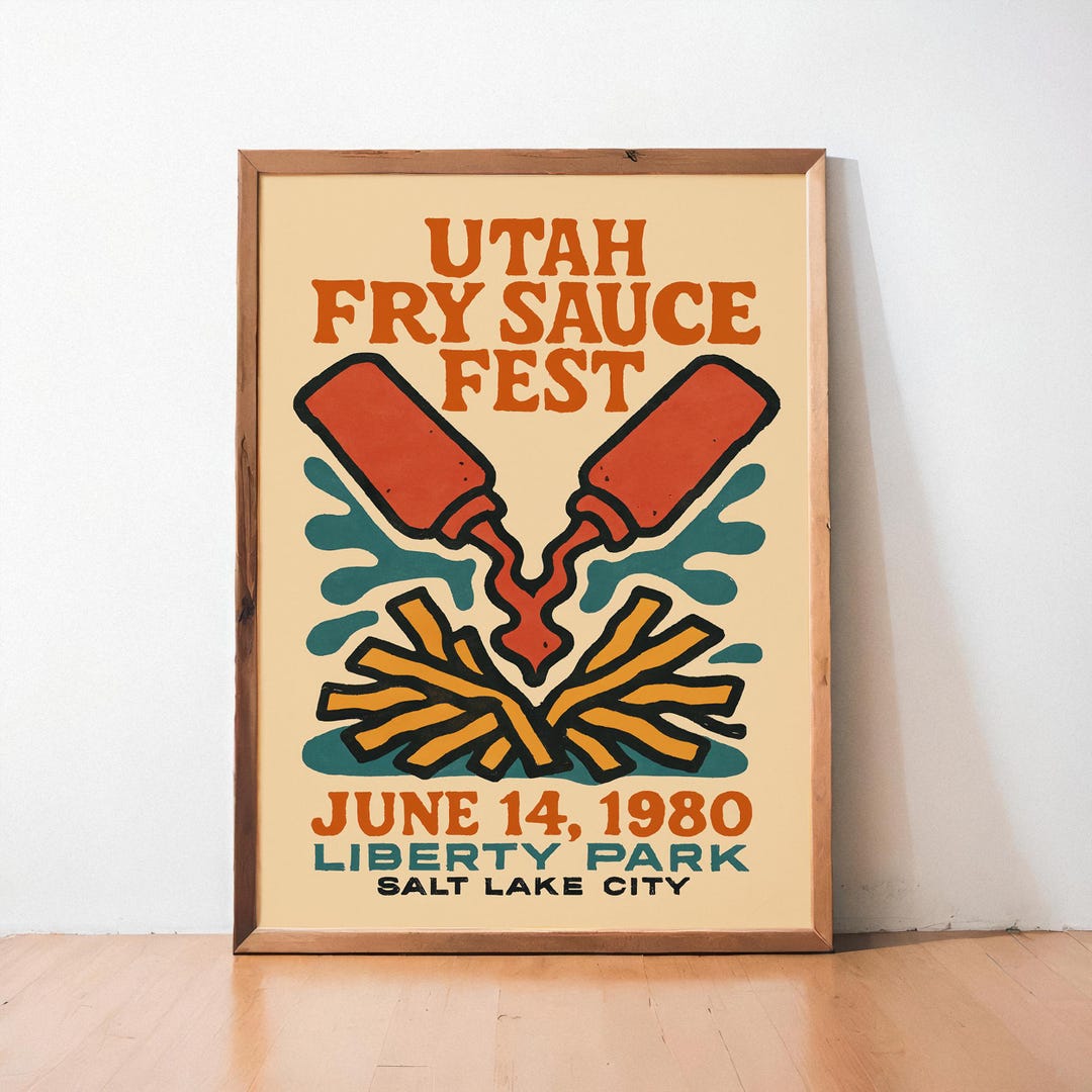 Utah Fry Sauce Fest - Vintage Foodie Wall Decor Art Retro Kitchen Gift ...