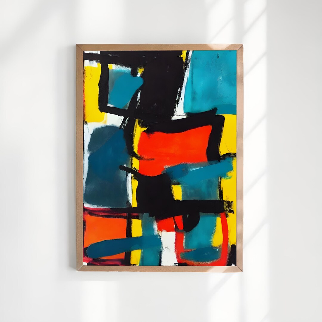 Mid Century Abstract Poster - Giclee Art Print | Painting Colorful ...