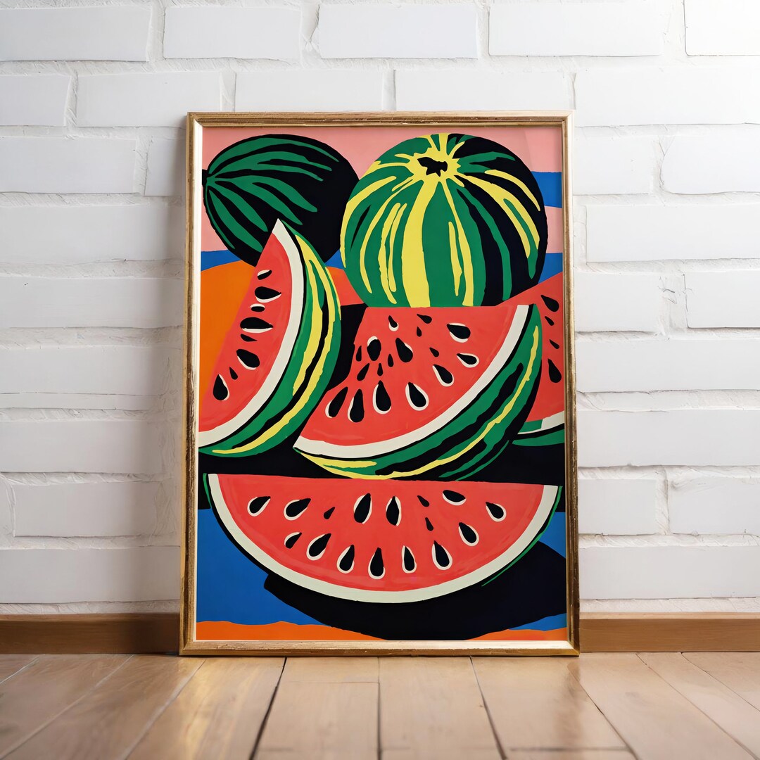 Summer Watermelon Art Poster - Colorful Kitchen Wall Decor, Bold Fruit ...