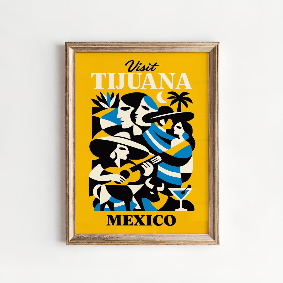 Visit Tijuana Mexico Poster | Vintage Travel Retro Wall Art Print ...