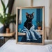 CAT SPA DAY Poster Adorable Black Cat Wrapped in Cozy Towel After Bath ...