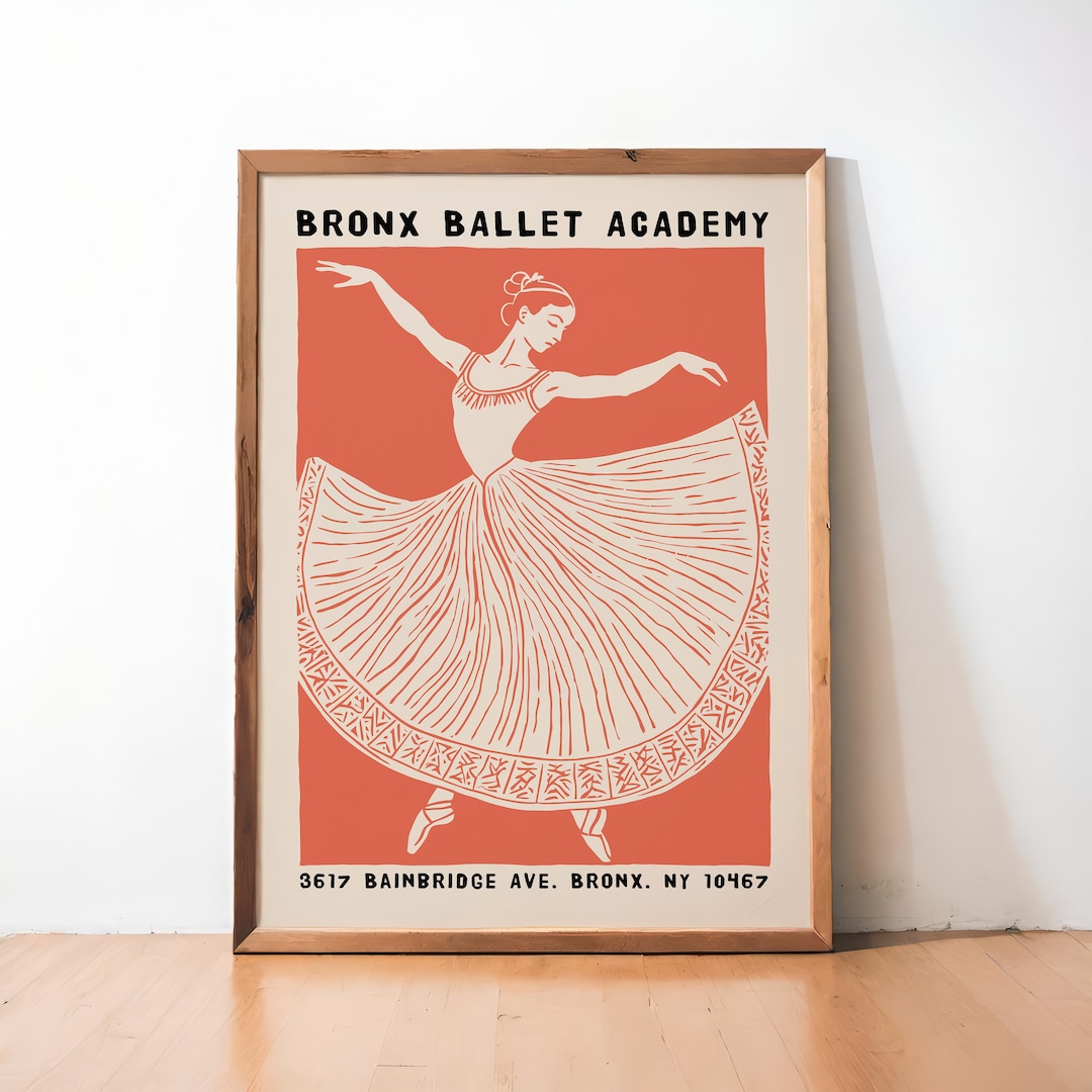Bronx Ballet Academy Poster Print - Elegant Dancer Wall Art Terracotta ...