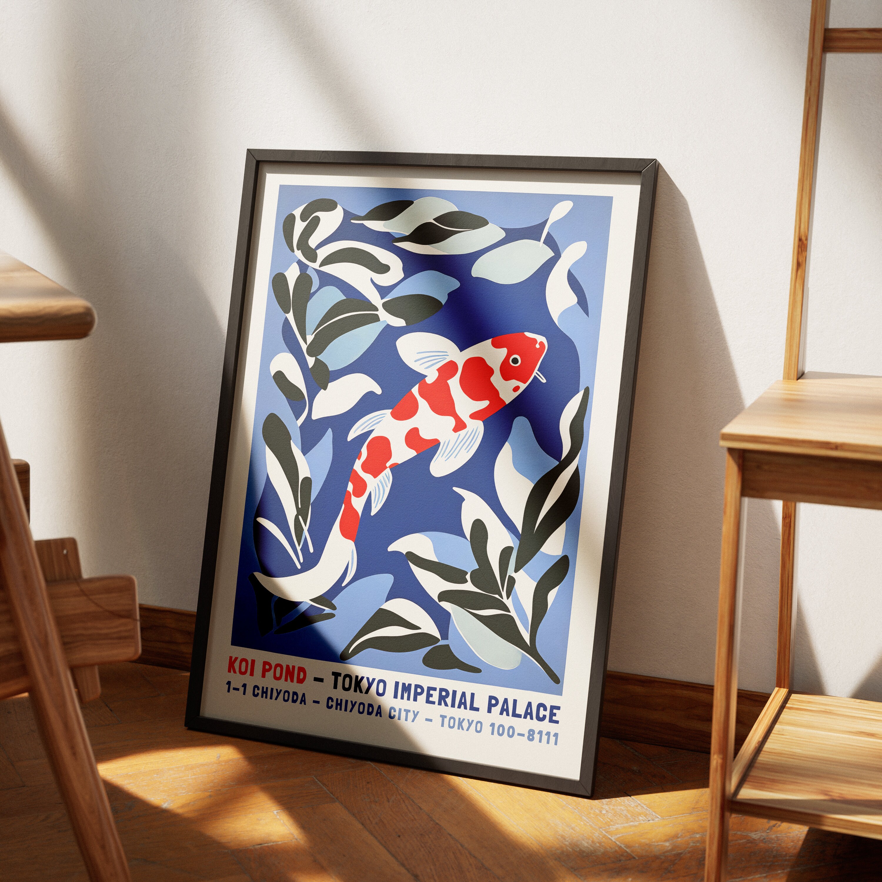 Koi Pond Poster Tokyo Imperial Palace Japanese Art - Etsy