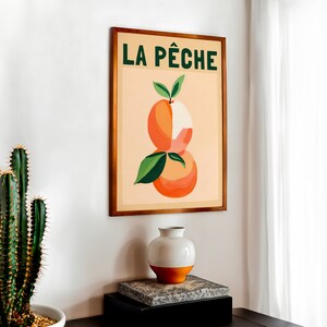 PEACH Poster - La Pêche - French Cute Fruit - Kitchen Wall Art Peach ...