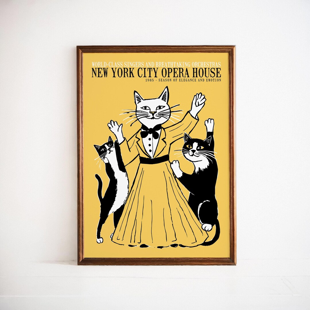 1985 New York City Opera House Poster - Whimsical Retro Opera Art Print ...