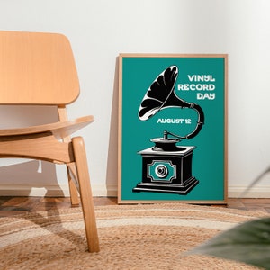 Retro Vinyl Record Day Poster – Vintage Phonograph Design, Music Lovers ...