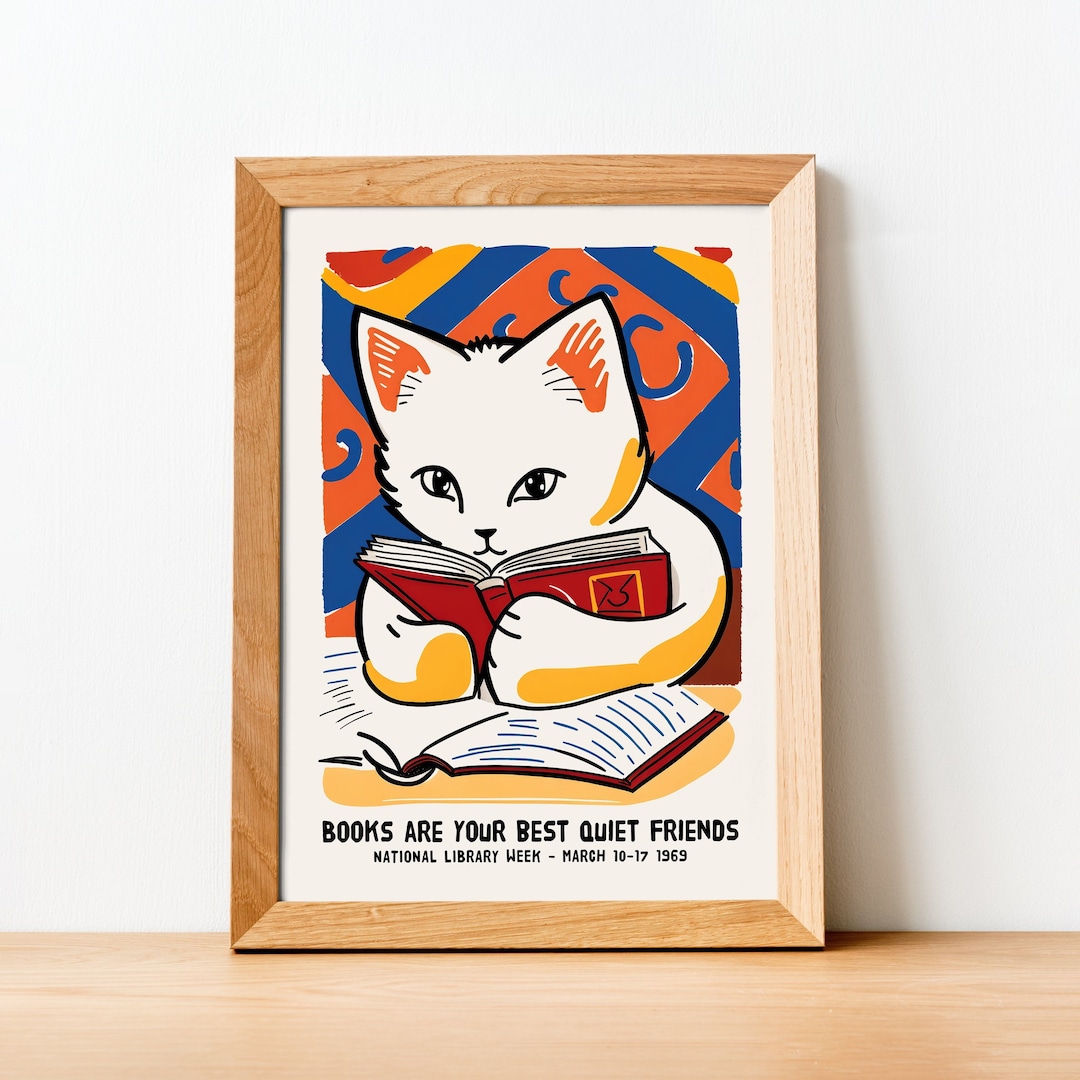 1969 NATIONAL LIBRARY WEEK Poster - Book Cover Poster, Retro Art Prints ...