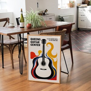 Queens Guitar Center Poster - Acoustic Guitar Art Print - Abstract ...