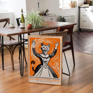 1984 New York City Opera House Poster - Cat Opera Singer - Retro Art ...