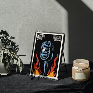 Comedy Night Poster, Collectible Chuckle Hut Hall Event Print, Retro ...