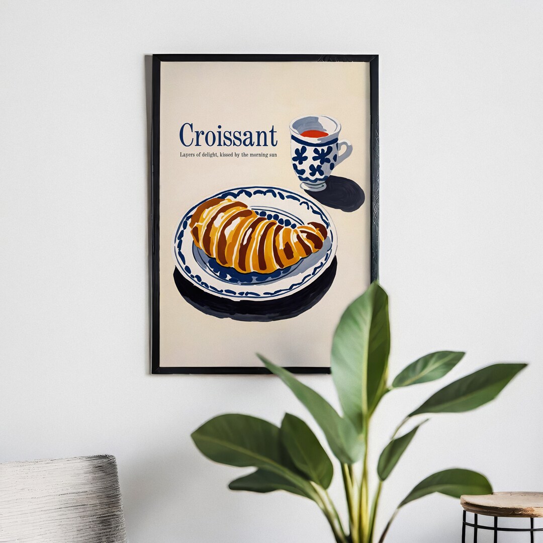 Croissant Poster for Kitchen Decor - French Bakery Art Print - Vintage ...