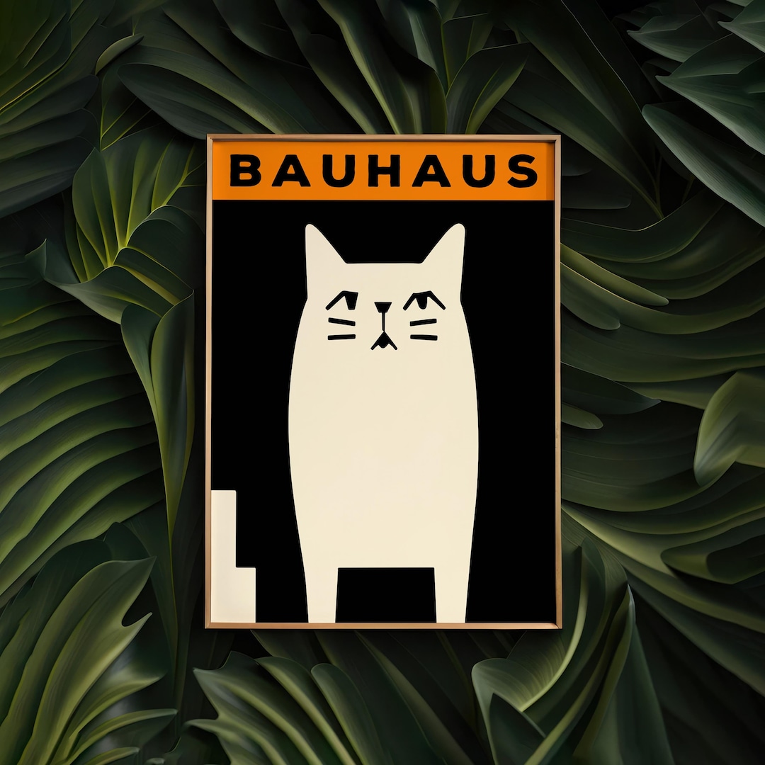 Bauhaus Cat Art Print: Retro Exhibition Poster - Etsy
