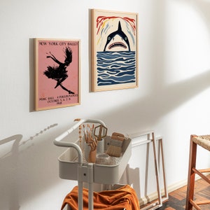 ANXIOUS SHARK Poster Quirky Wall Art Prints Funny Wall Art Prints ...