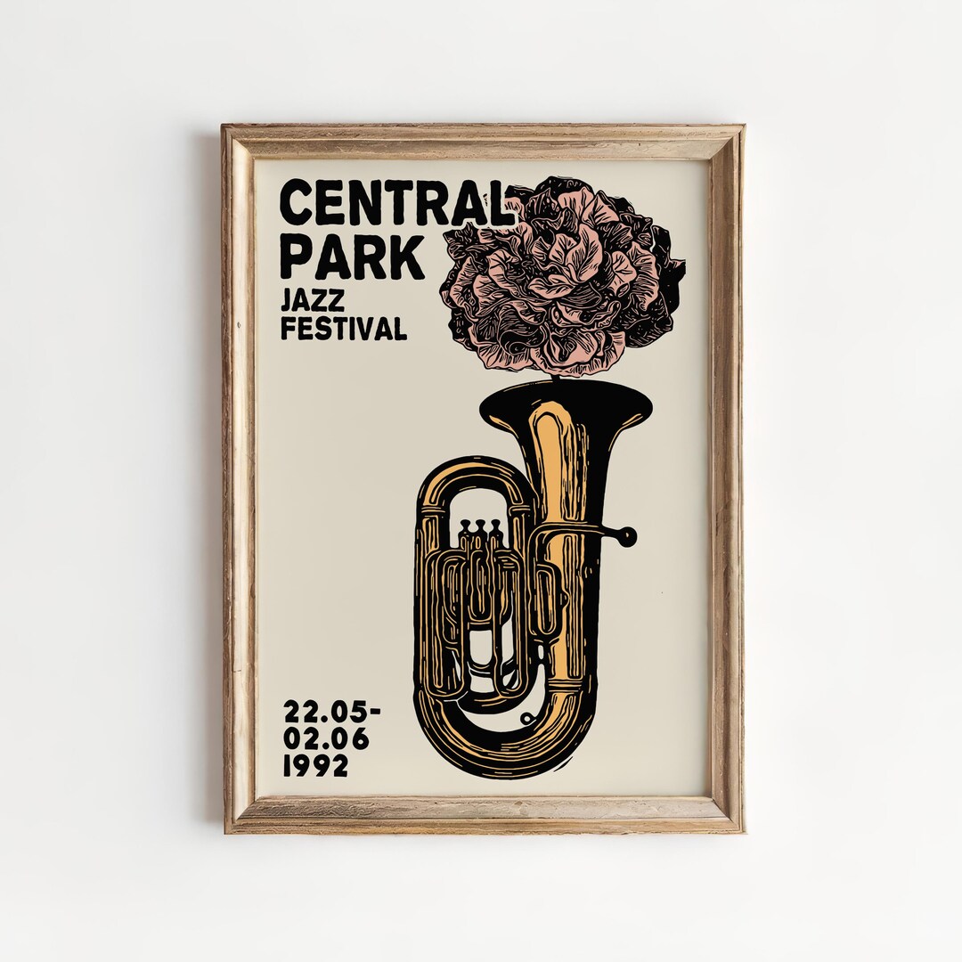 Jazz Festival Tuba 1992 Wall Art - Musical Instrument Poster Retro ...