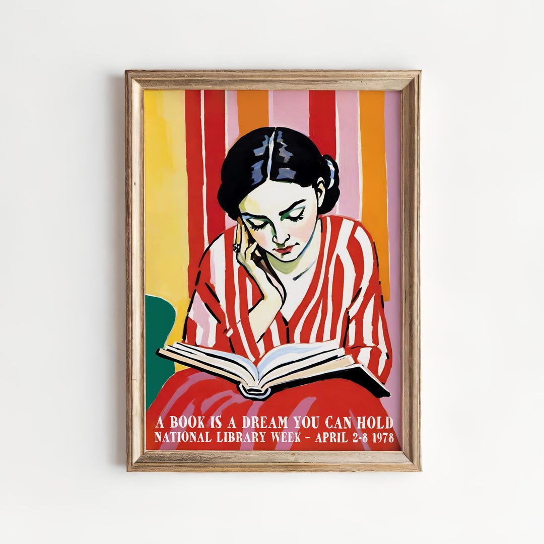 National Library Week Poster 1978 - Retro Book Lover's Art Print ...