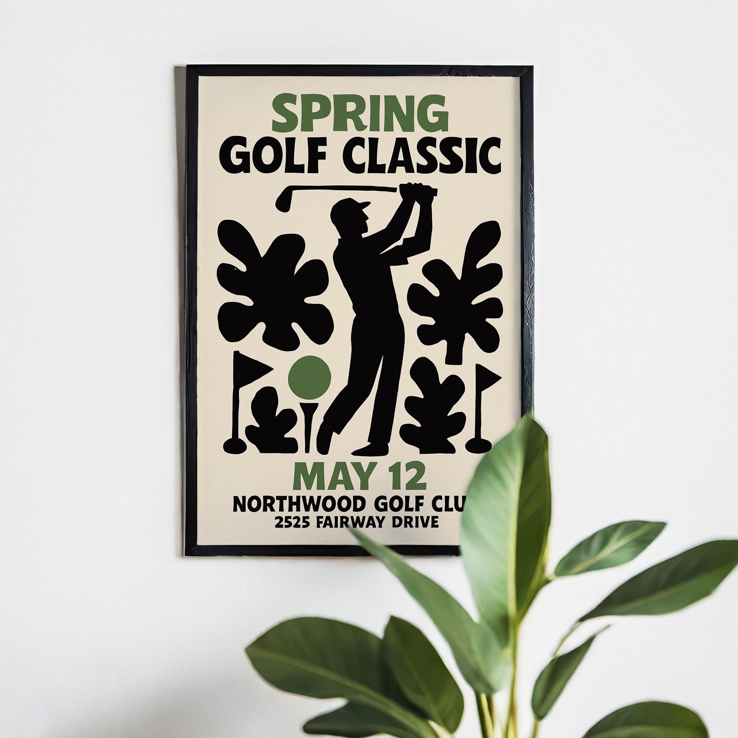 Vintage Golf Tournament Poster: Golfer Silhouette Art Print - Etsy