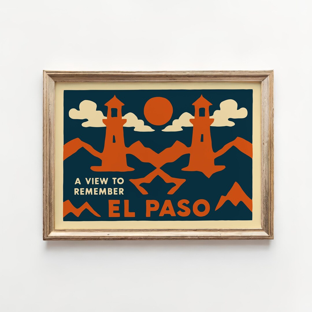 El Paso Poster - Retro Art Print - Vintage Travel Wall Decor ...