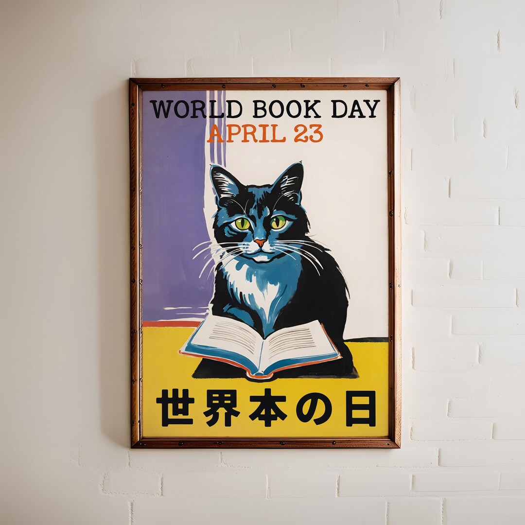 Japanese World Book Day Poster - Literature Decor - Home Library Accent ...