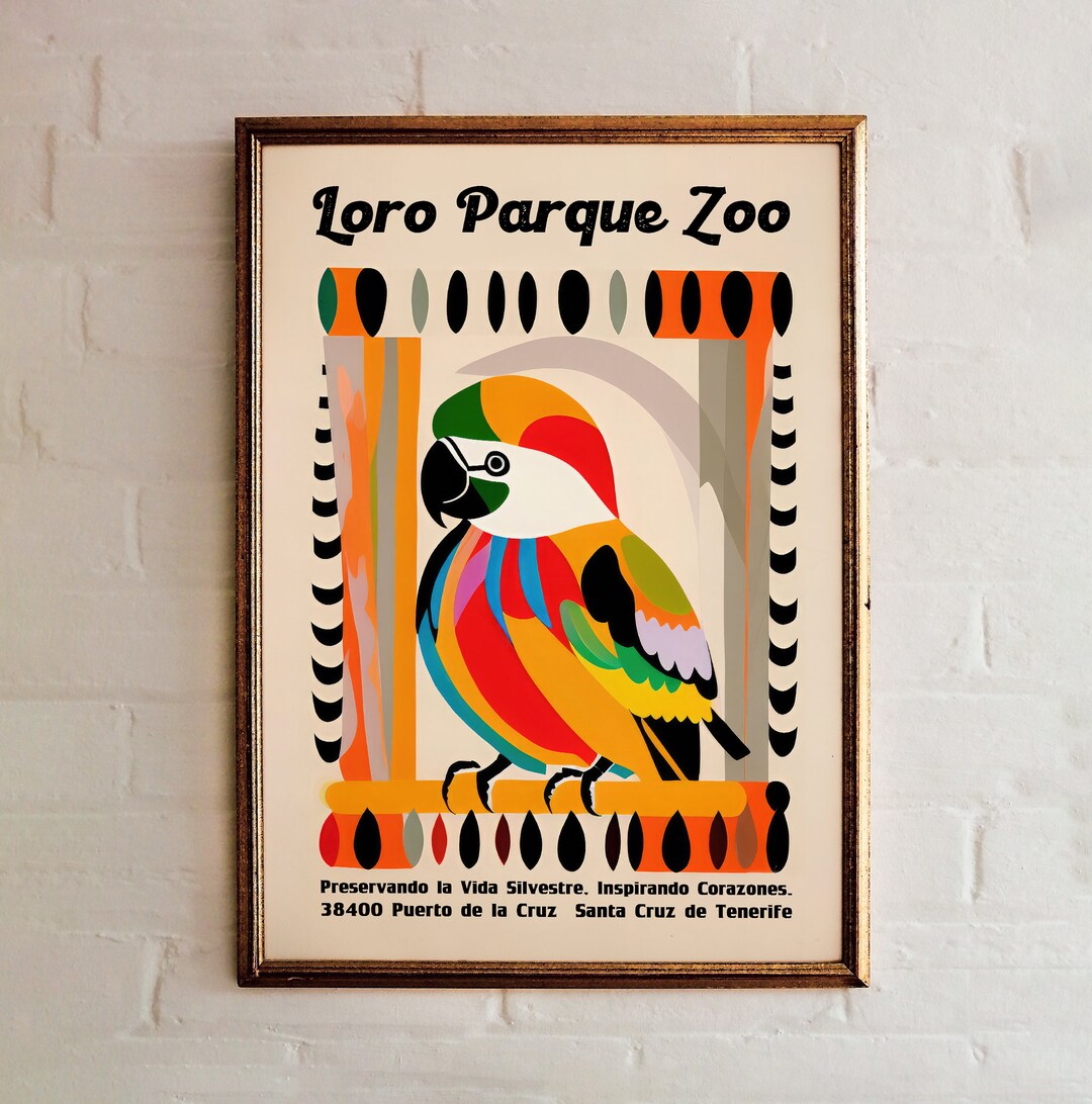 Loro Parque Zoo Poster Vintage Advertising Giclee Reproduction Parrot ...