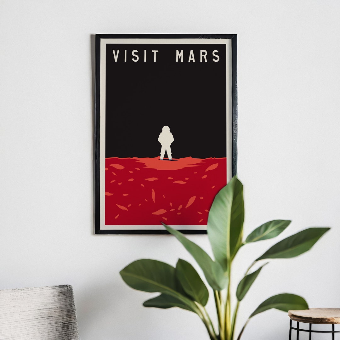 VISIT MARS POSTER Red Planet Minimalist Posters Geometric Space Art ...