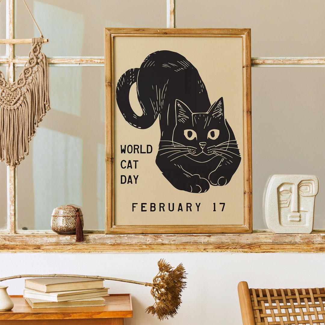 WORLD CAT DAY Poster February 17 Original Poster, Print, Illustration ...