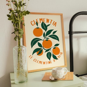Vintage Italian Clementine Poster - Retro Fruit Wall Art Print - Rustic ...