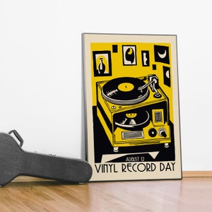 VINYL RECORD DAY Poster, Retro Turntable Vinyl Art, Music Memorabilia ...