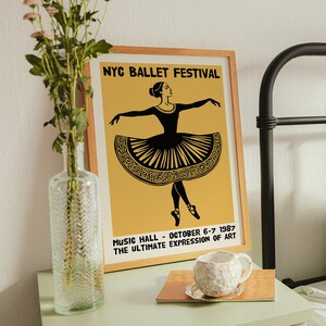 1987 NYC Ballet Festival Poster - Vintage Music Hall Dance Event Art ...