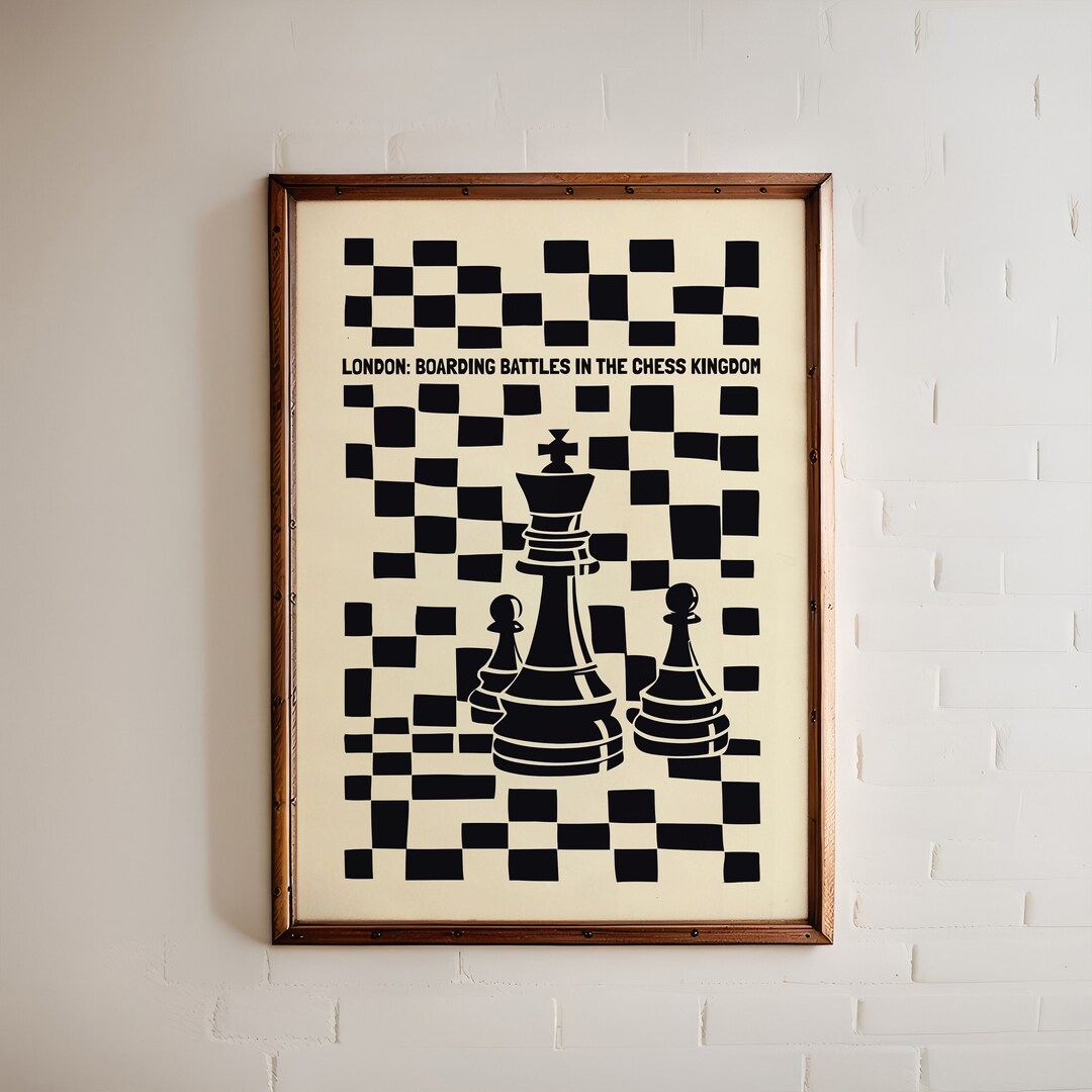 London Chess Poster Vintage Bar Room Decor, Mancave Graphic Posters ...