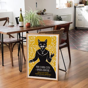 New York City Opera House Poster - 1984 - Retro Cat Opera Singer Art ...