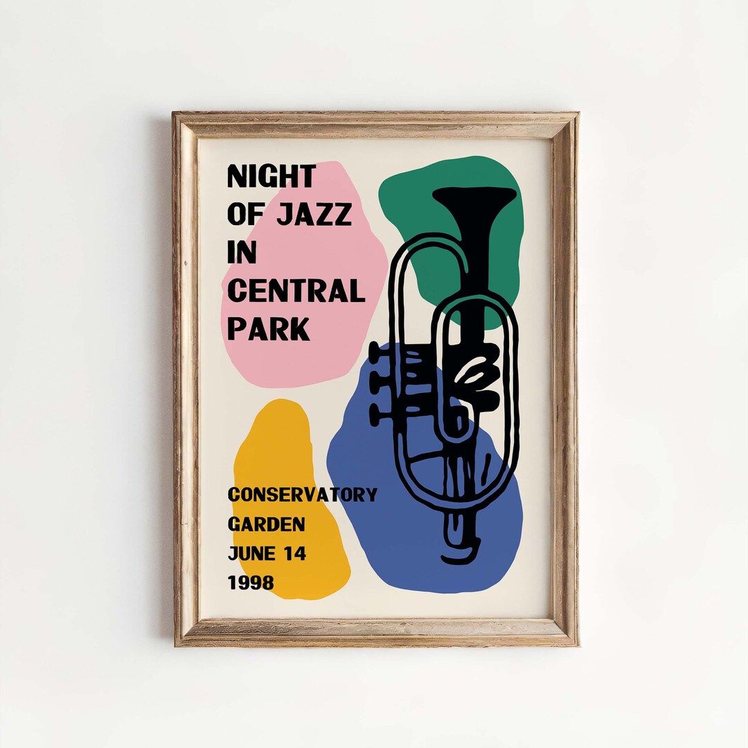 Night of Jazz Poster - Wall Decor, Music Print, Jazz Art, Central Park ...