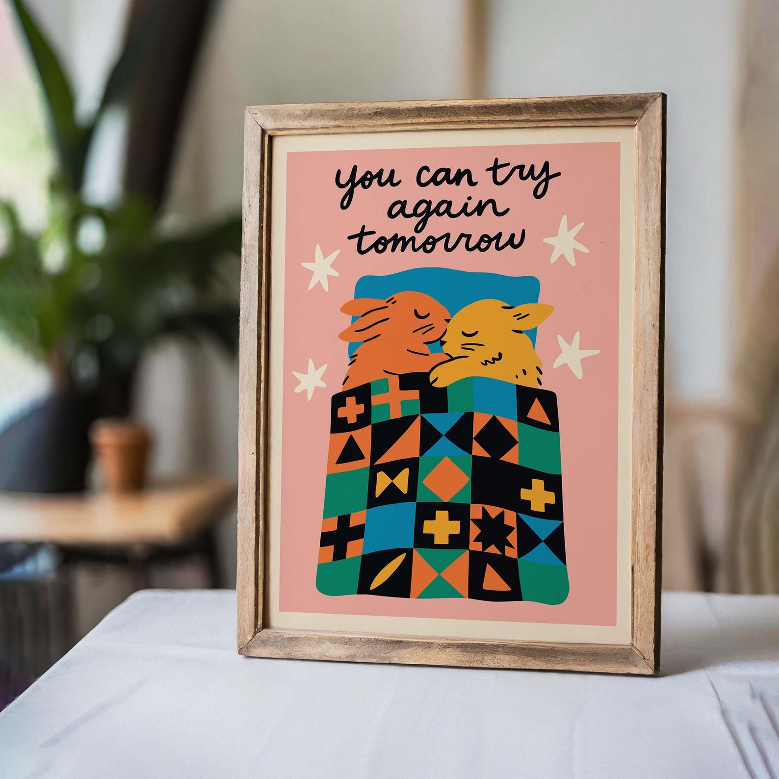 You Can Try Again Poster - Motivational Wall Art Print Cozy Cats ...