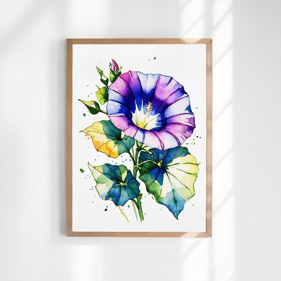 Morning Glory Watercolor Art Print Colorful Floral Wall Decor Botanical ...