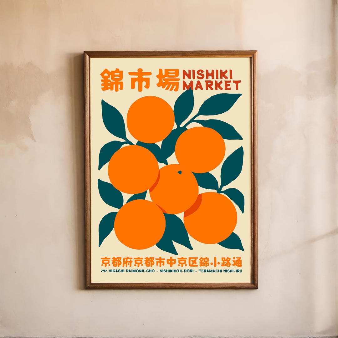 Retro Kyoto Japan Citrus Poster – Nishiki Market Wall Art, Japanese ...