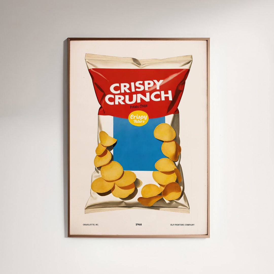 POP ART Potato Chips Poster Retro Snack Advertising Art, Mid-century ...