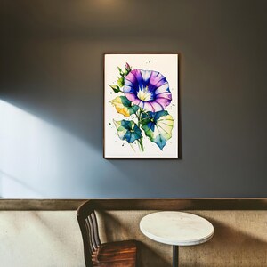 Morning Glory Watercolor Art Print Colorful Floral Wall Decor Botanical ...