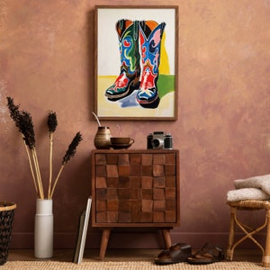 Colorful Cowboy Boots Art Print - Bold Colorful Country Style Home ...