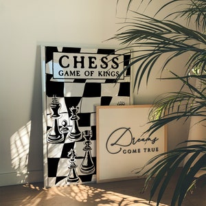 CHESS Game of Kings Poster Vintage Poster Monochrome Wall Art Prints ...