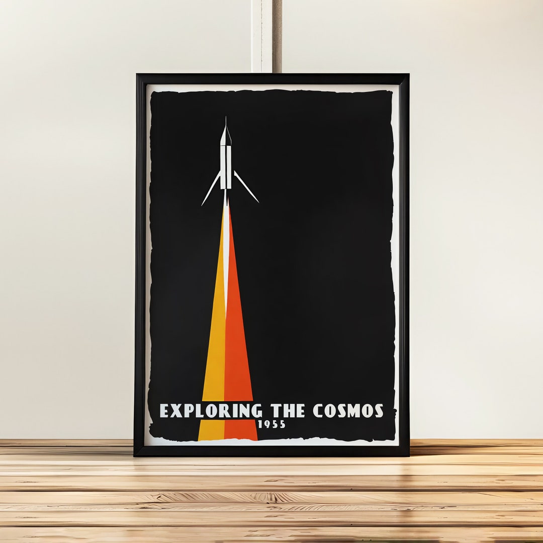 Exploring the Cosmos Rocket Launch Poster, Mid-century Space ...