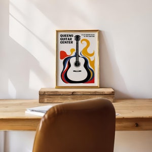 Queens Guitar Center Poster - Acoustic Guitar Art Print - Abstract ...