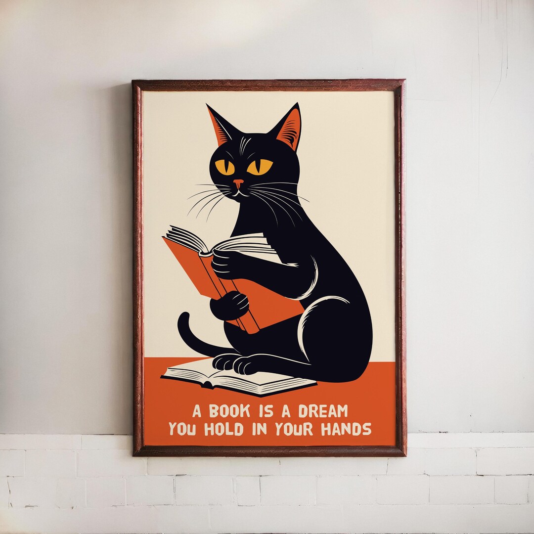 Cat Reading Quote Poster - Literary Wall Art | Perfect Gift for Readers ...