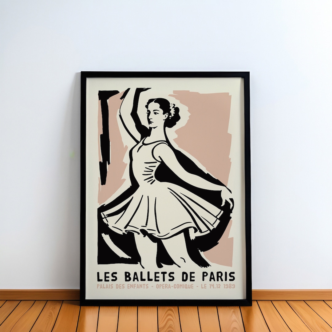 French Ballet Poster, LES BALLETS De PARIS 1989, Elegant Dancer Art ...