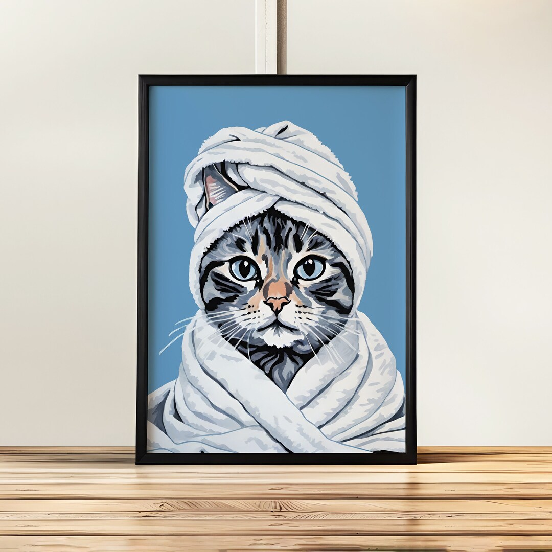 Relaxing Cat Spa Day Poster, Cute and Funny Cat Art Print, Adorable ...