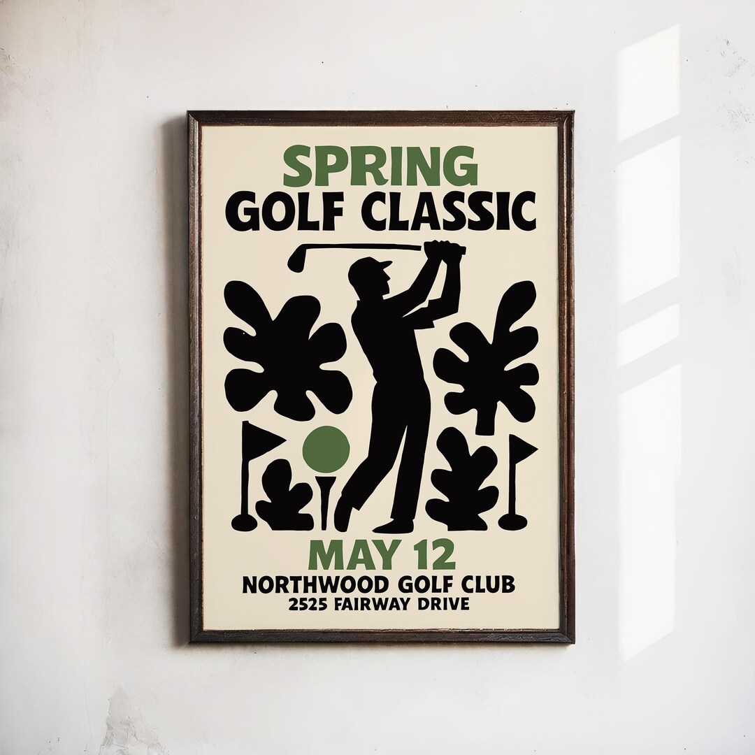 Vintage Golf Tournament Poster: Golfer Silhouette Art Print - Etsy
