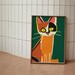 Illustrated Cat Poster Mid Century Modern Cat Art Print, Wall Art, Retro Cat Lover Gift ...
