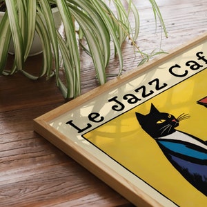 Le Jazz Cafe Poster With Artistic Cat Playing Piano, Live Music and Bar ...