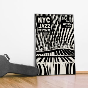New York City Jazz Festival Poster - Jazz Music Wall Art, Mid Century Modern, NYC Musicians Over ...