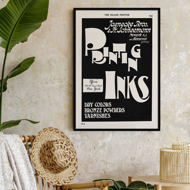 Vintage Advertising Poster PRINTING INKS Black and White - Etsy